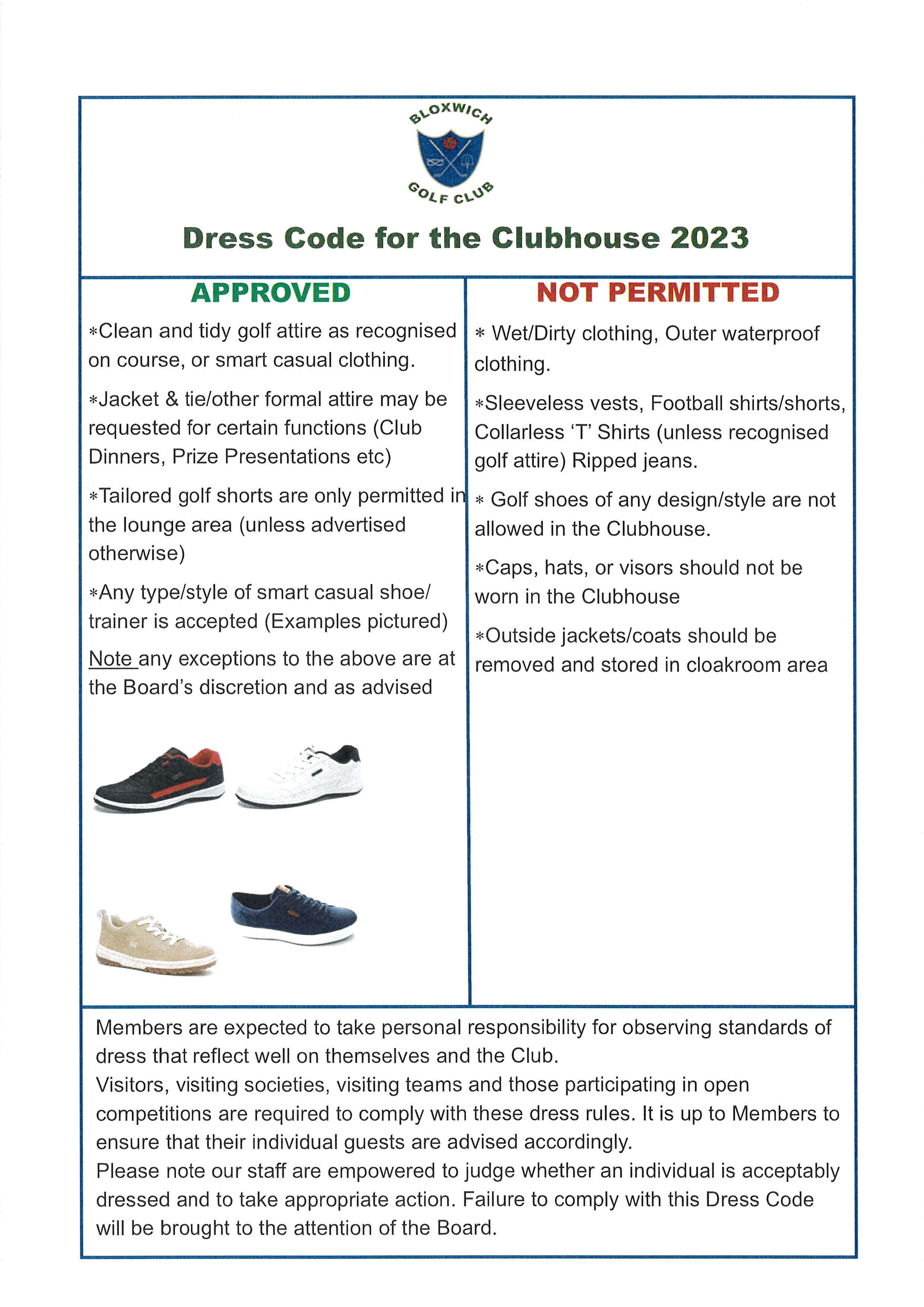 Dress code 2023 :: Bloxwich Golf Club